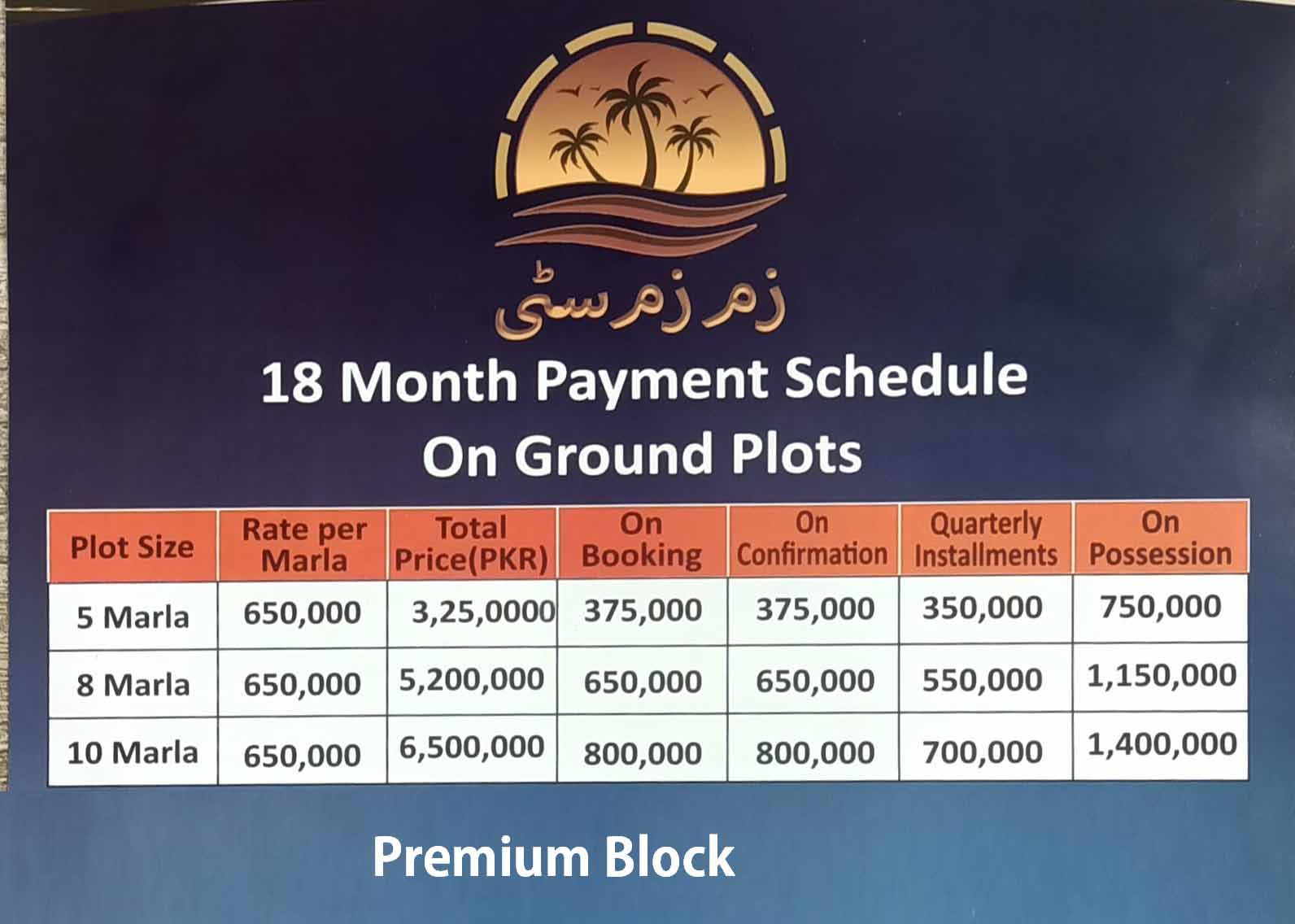 Zam Zam City Lahore – Payment Plan 2024 – Map